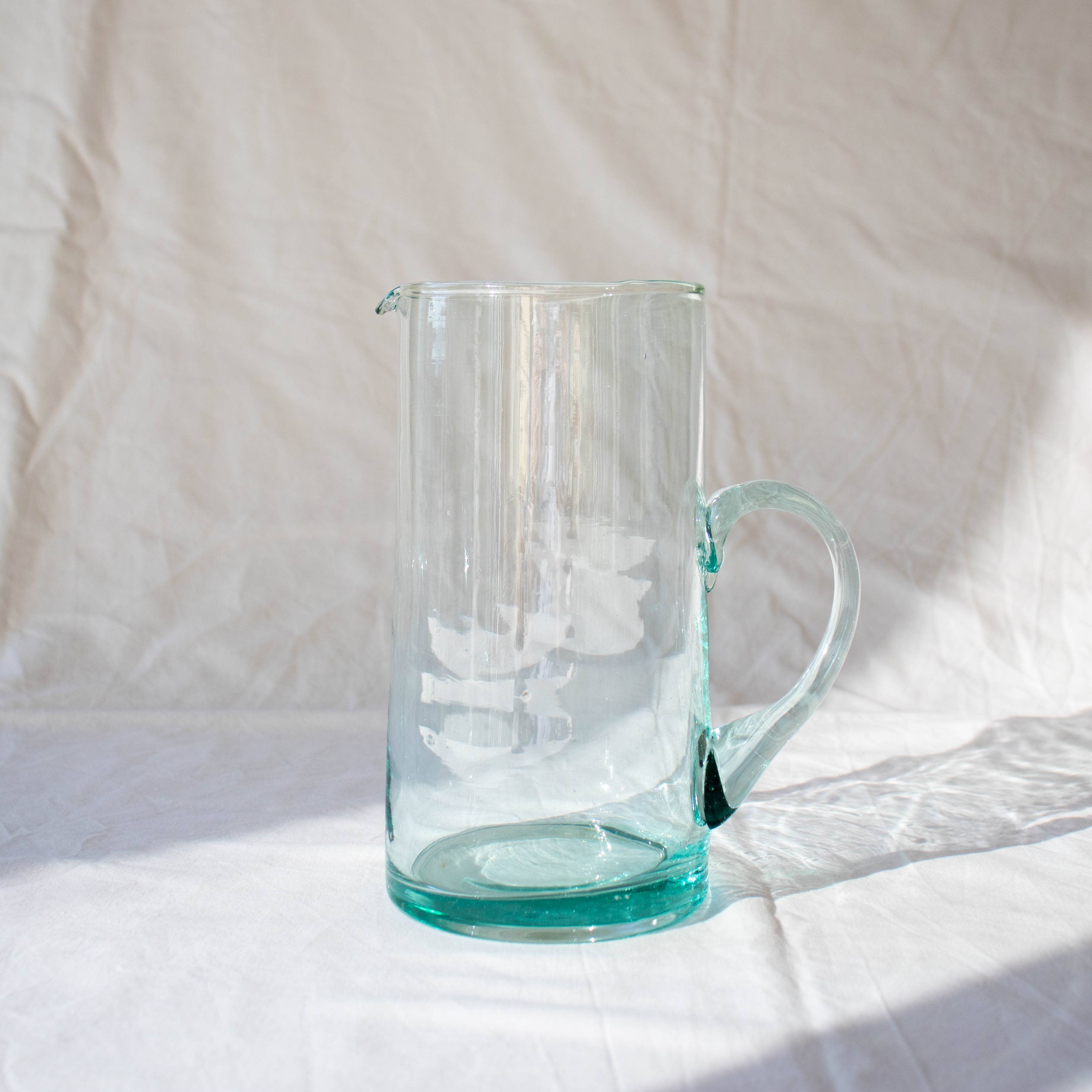 Moroccan Jug with Handle - Hand blown recycled glass Pitcher – The ...